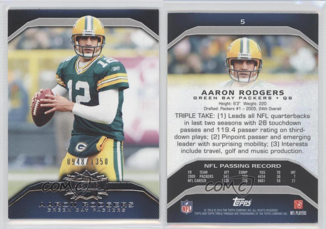 2010 Topps Triple Threads #5 Aaron Rodgers Green Bay Packers Football ...