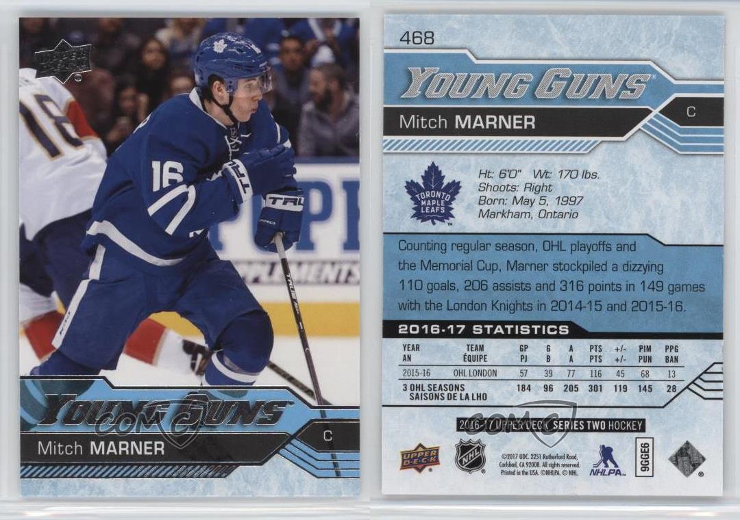 2016 Upper Deck #468 Young Guns Mitch Marner Toronto Maple Leafs RC ...