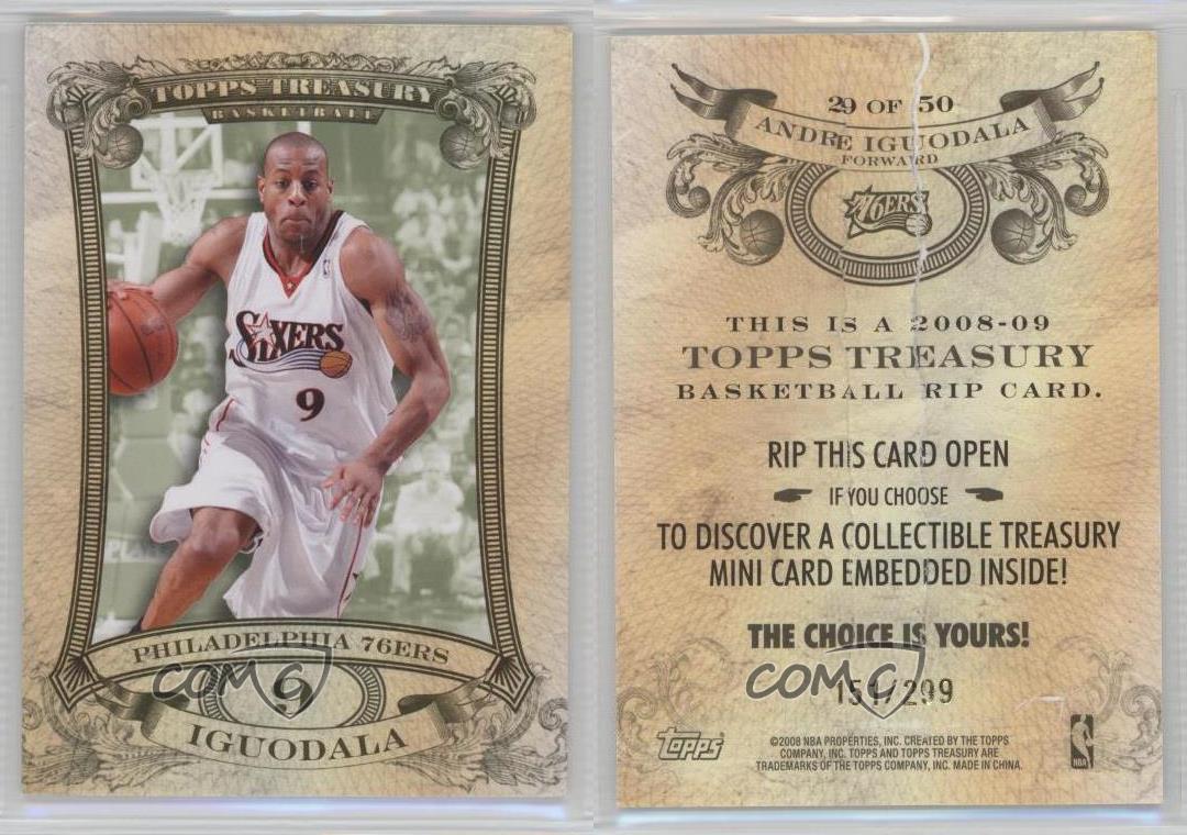2008 Topps Treasury Rip Cards Ripped #29 Andre Iguodala Philadelphia ...