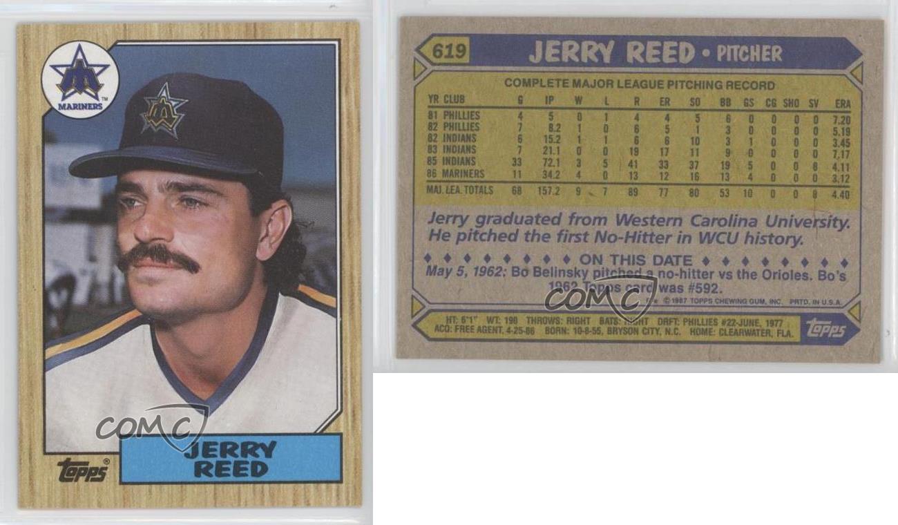 1987 Topps #619 Jerry Reed Seattle Mariners Baseball Card | eBay