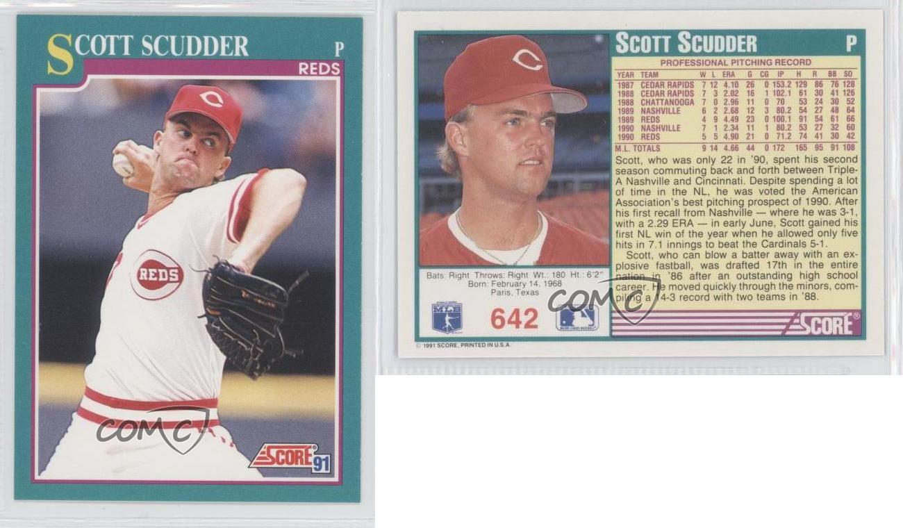 Baseball Card Professional Pitching Record Reds 642 Scott Scudder 1991 ...