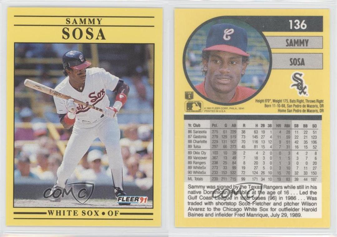 1991 Fleer #136 Sammy Sosa Chicago White Sox Baseball Card | eBay