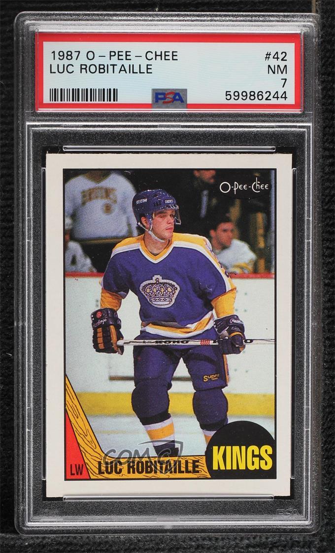 1987-88 O-Pee-Chee Luc Robitaille #42 PSA 7 Rookie RC HOF | eBay