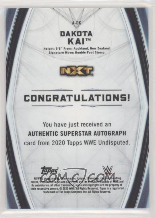 2020 Topps Wwe Undisputed Undisputed Autographs A Dk Dakota Kai 199